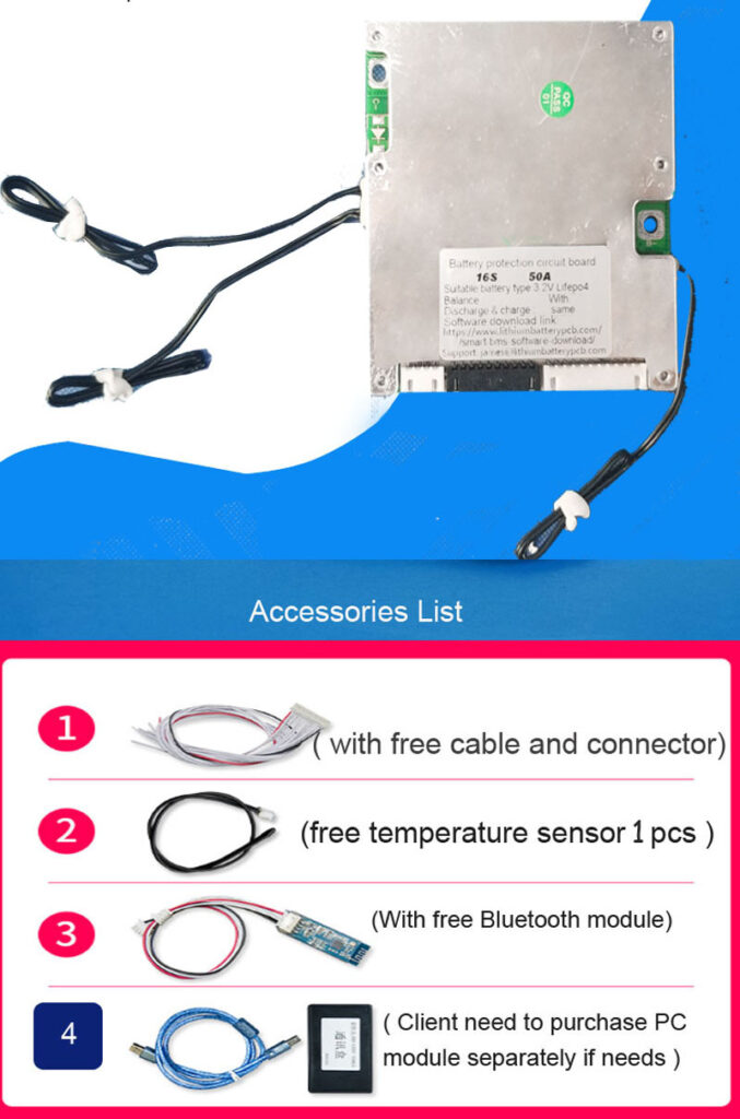 16S 17S 18S 19S 20S Smart BMS with bluetooth function for Lithium ion ...