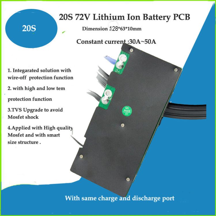 16S 17S 20S lithium ion battery BMS for 72V battery pack with 30A 40A ...