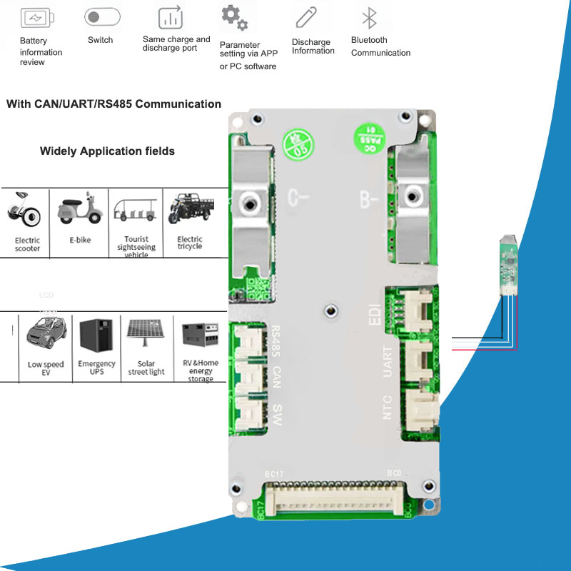 6S to 17S li ion or Lifepo4 smart BMS with CAN RS485 UART communication ...