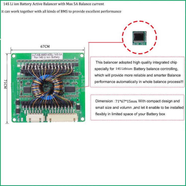 14S Battery active Balancer 48V Lithium battery equalizer with 5A Balance Current - LLT POWER ...