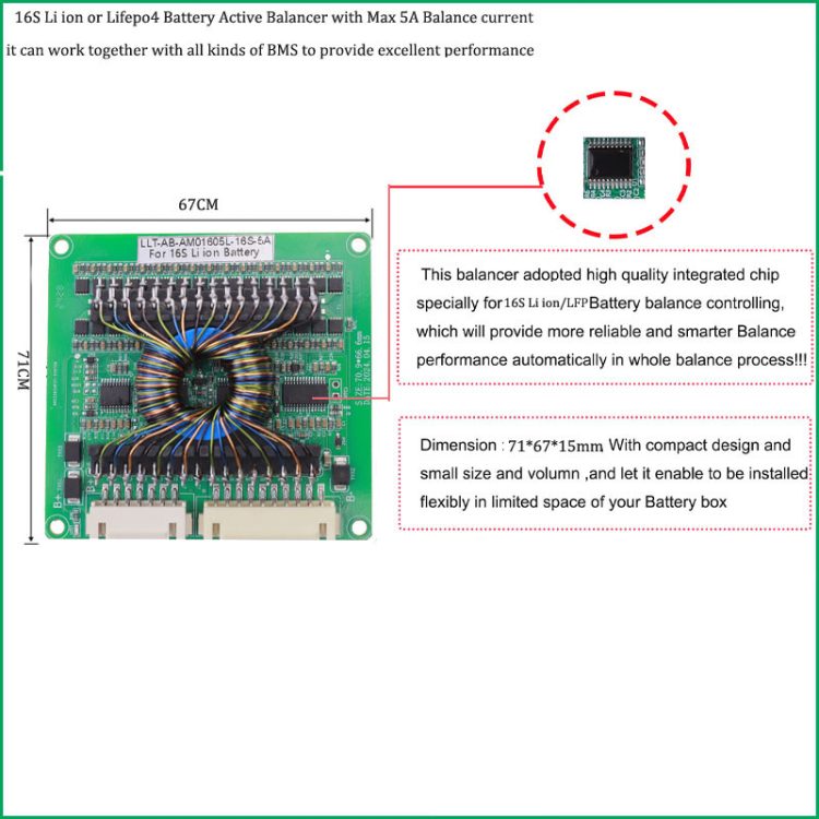 16S active Balancer lifepo4 or 60V Battery active Balance module with ...