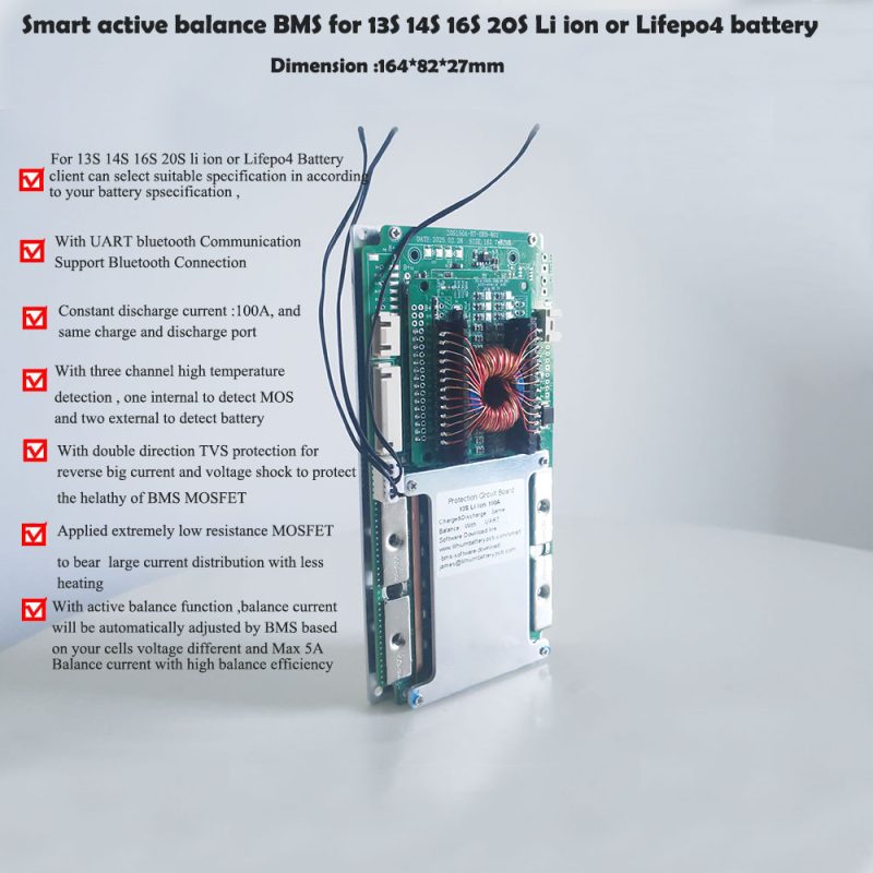 smart Bluetooth active balancer BMS wand Active balance bms for 36V 48V ...